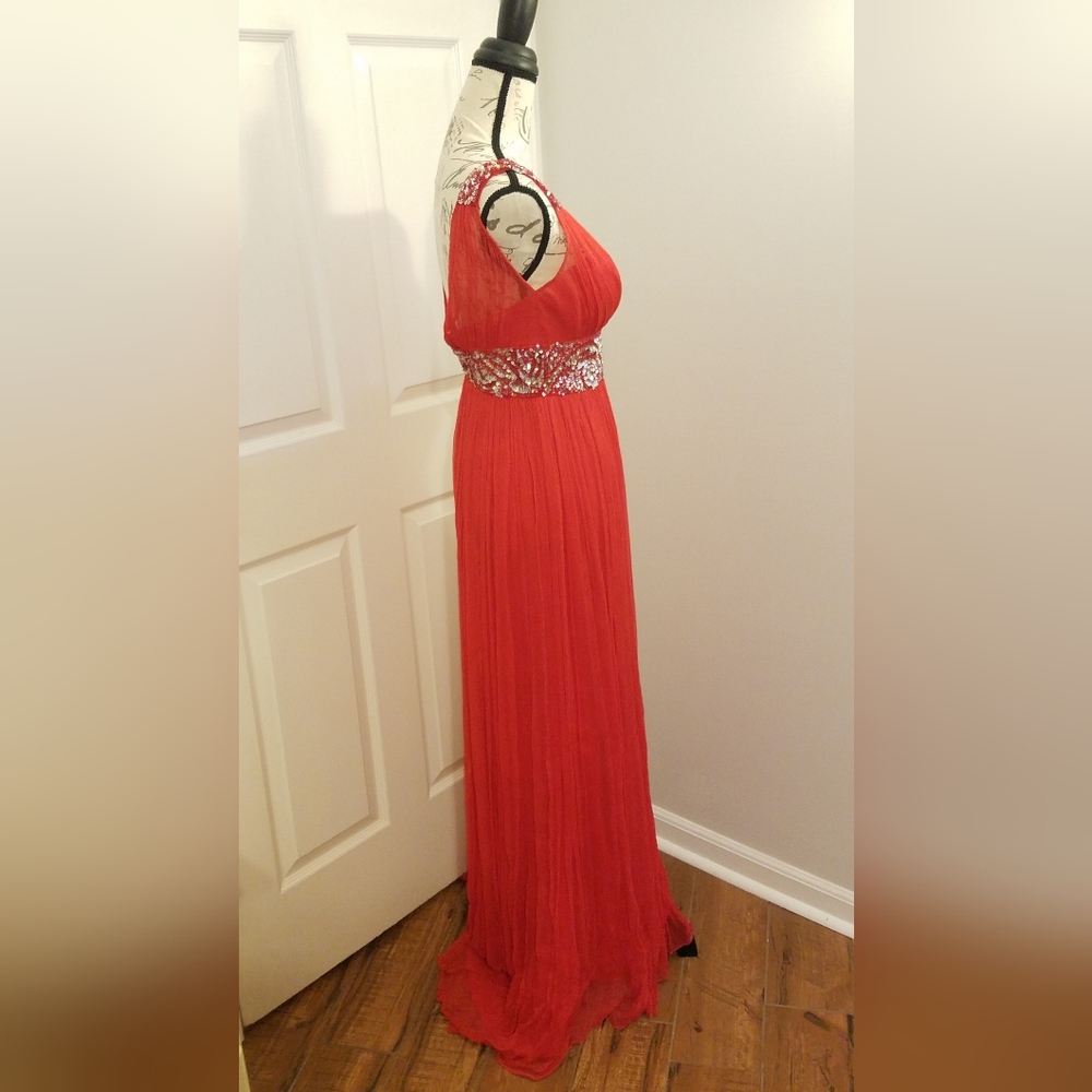 Red-Orange Sleeveless Sequin Prom/Charity Ball Dress … - Gem